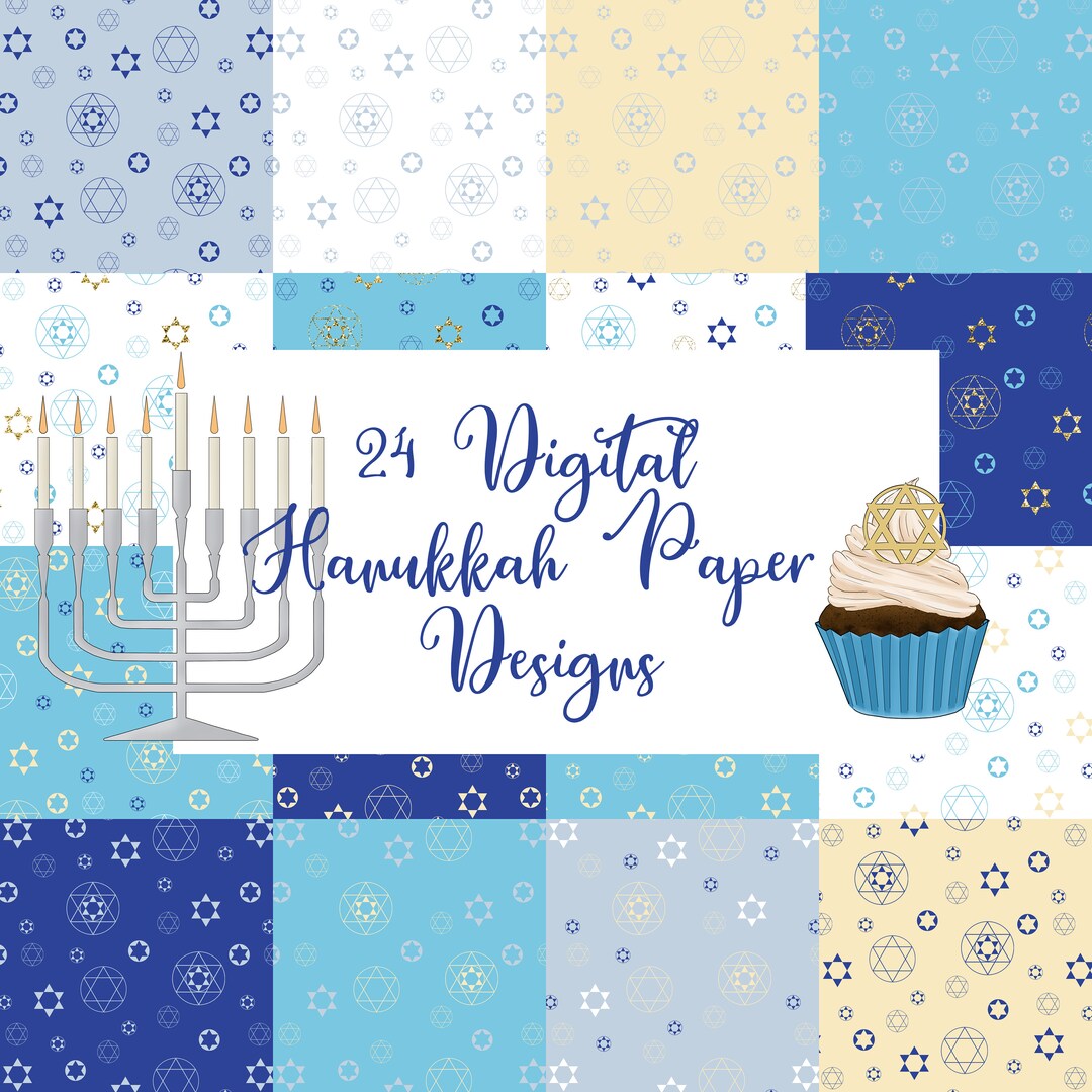 Hanukkah Scrapbook Paper, Seamless Hanukkah Paper, Hanukkah Cardmaking ...