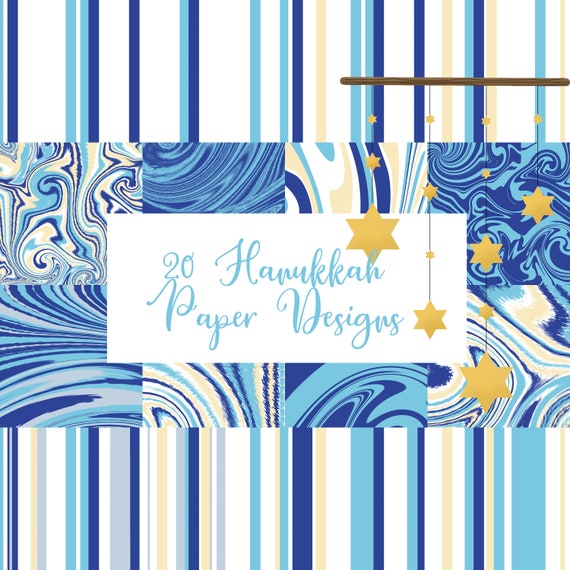 Hanukkah Papers Digital Paint Pour Scrapbooking Paper - Etsy