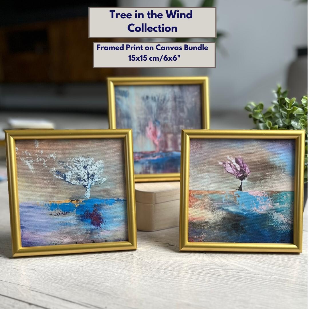 Aesthetic Desk Decor Mini Framed Abstract Tree Art Print Bundle Gift ...