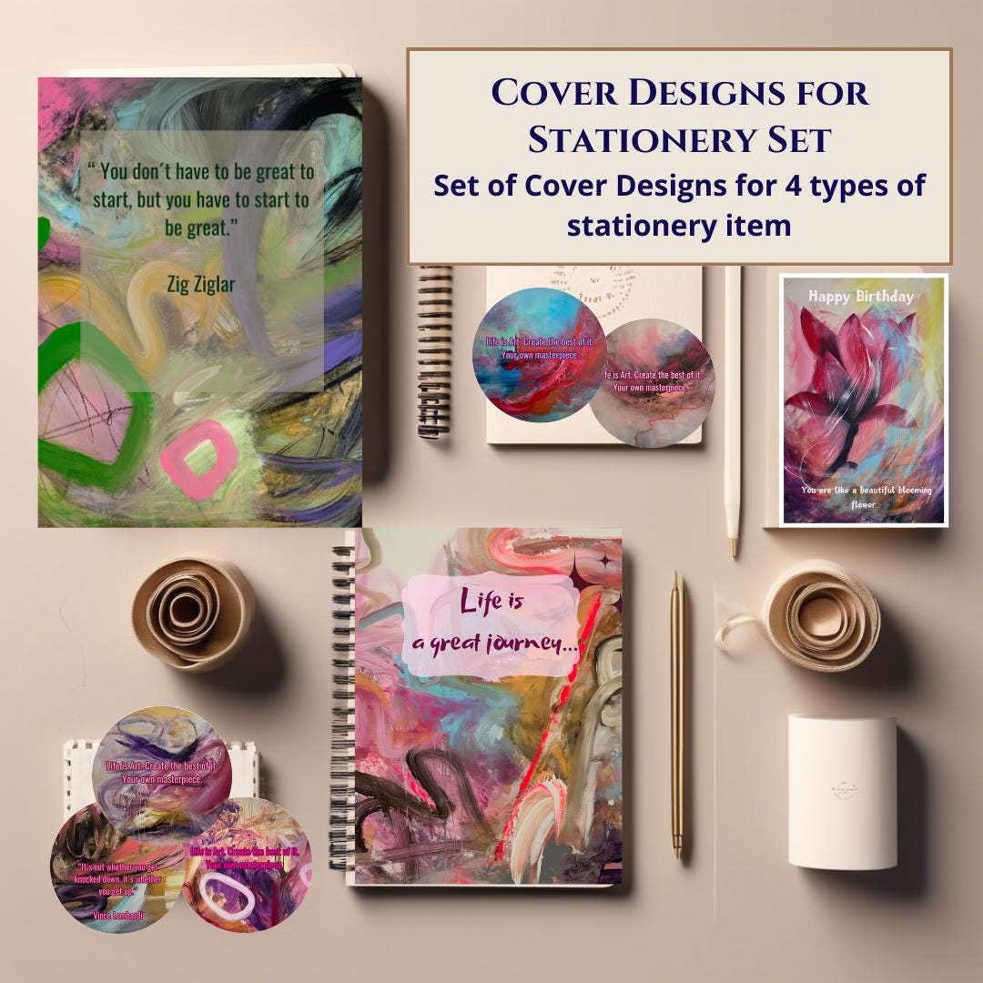 Colorful Stationery Set Self-care Journal Set Print Sketcher Notebook ...