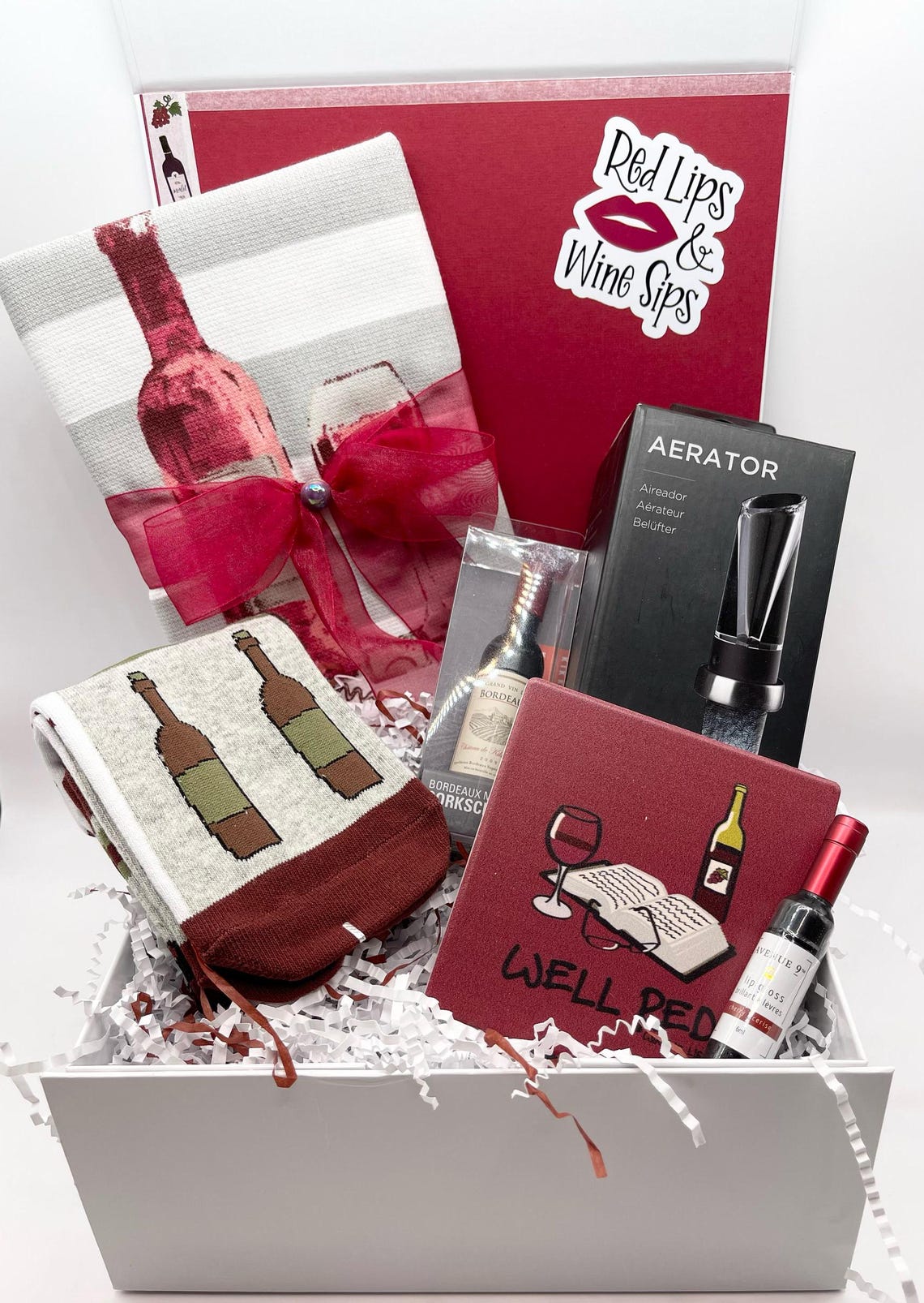 Cocktails - "red Lips & Wine Sips" Gift Box - Etsy