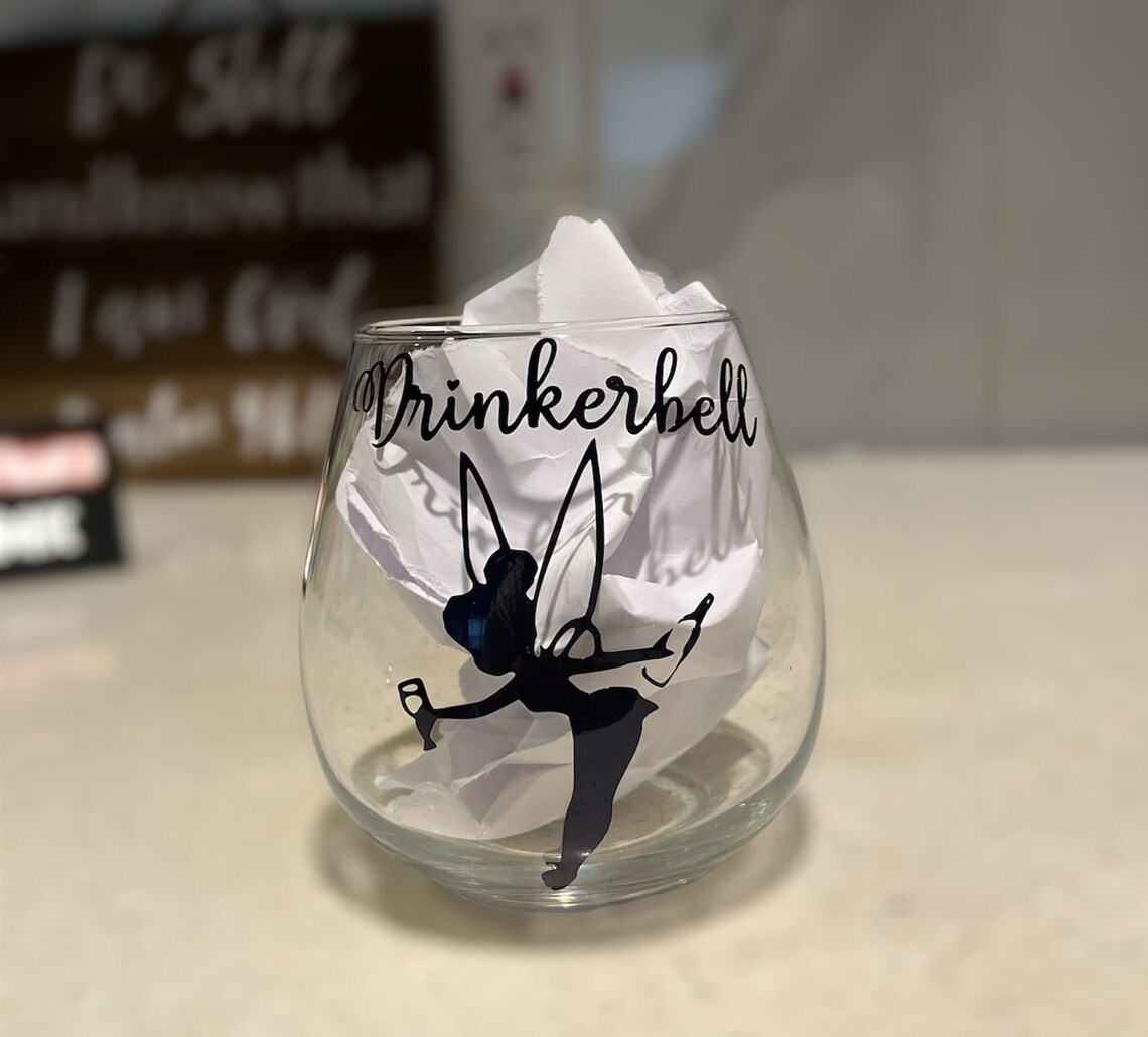 Tinkerbell Drinkerbell Wine Glass - Etsy