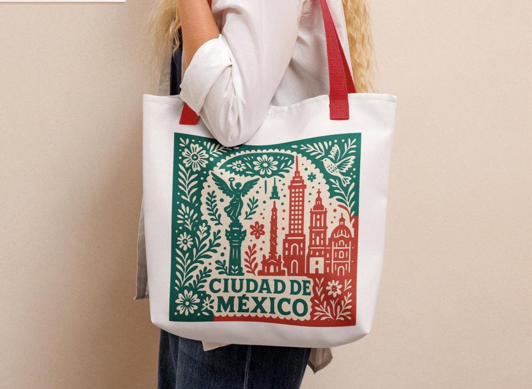 Mexico City Tote Bag, Folk Art Design, Ciudad De México Bag, Mexico ...