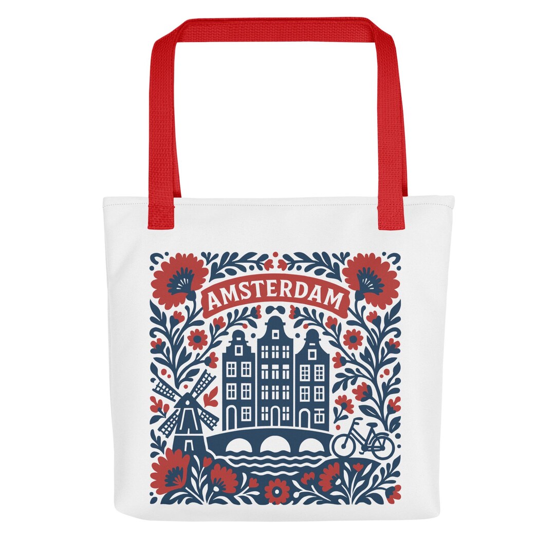 Amsterdam Folk Art Tote Bag: Dutch Travel Bag - Etsy