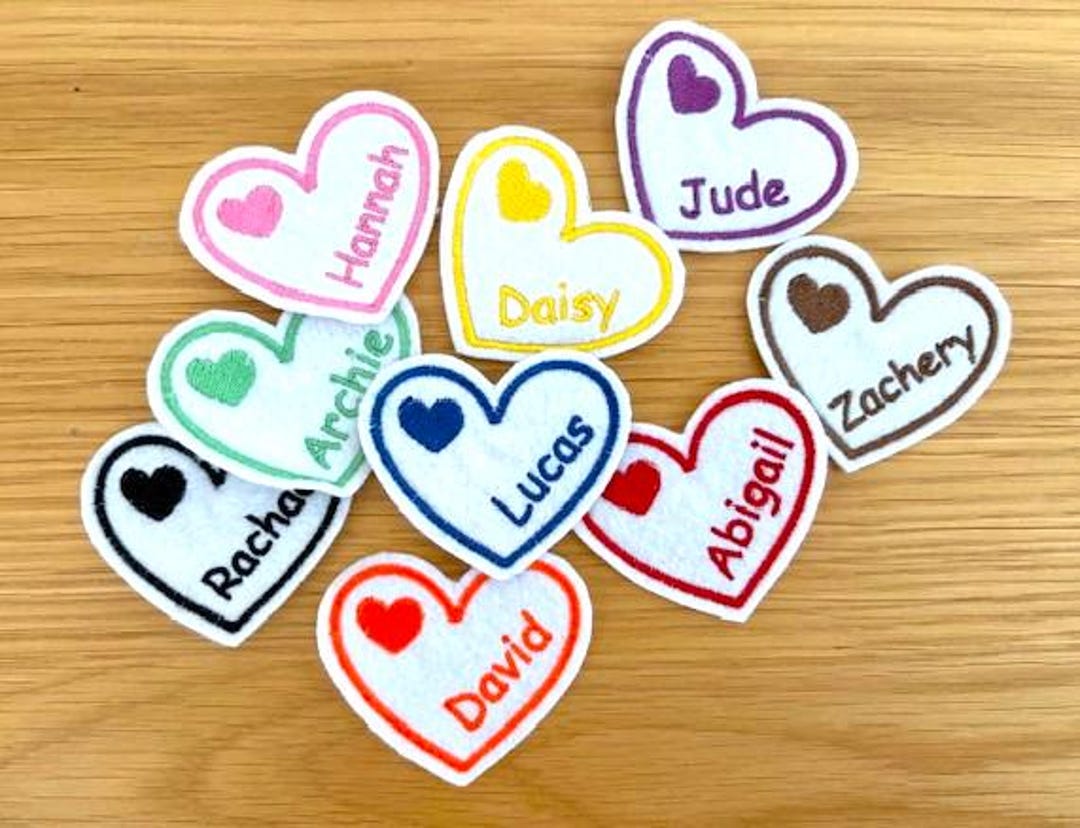 Personalised, Embroidered, Heart Shape Name Badge/patch Iron on or Sew ...