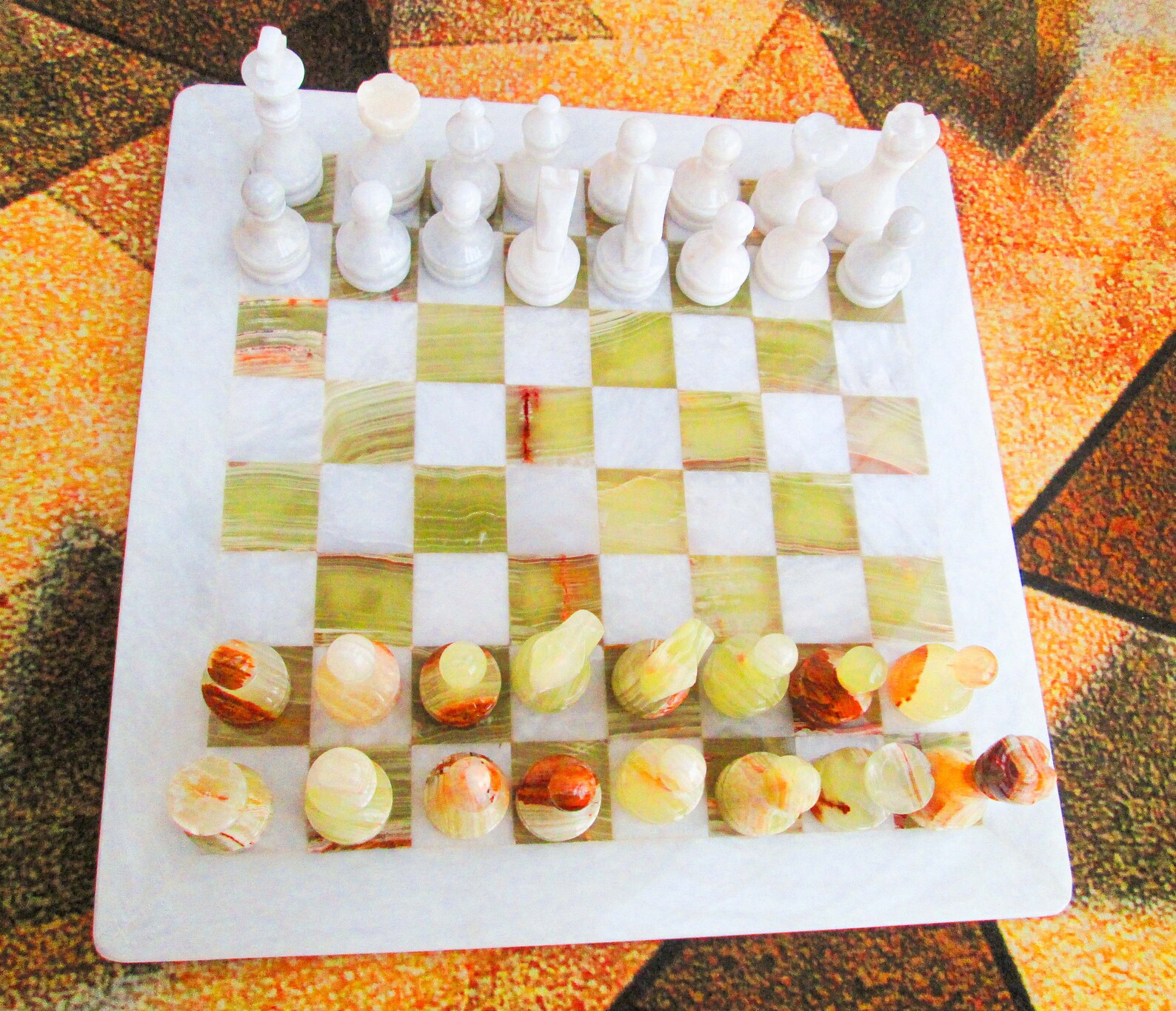 Vintage Marble Chess Set 12, Marble Chess Board, Onyx Checkers Game ...