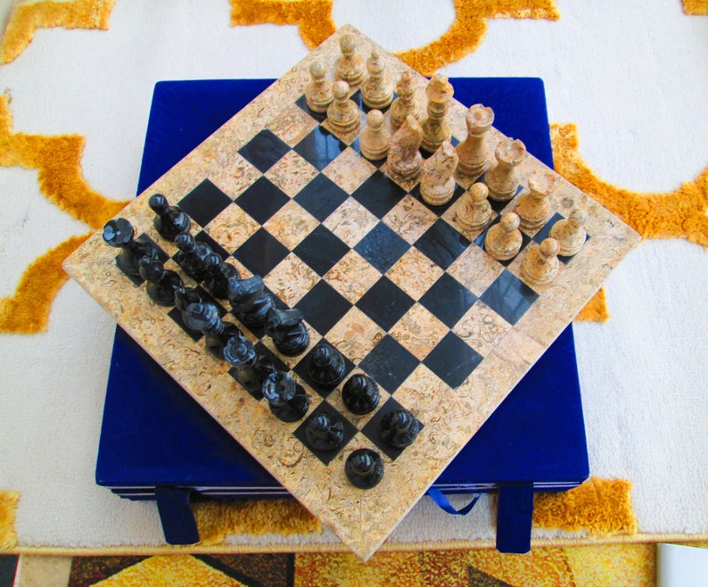 Vintage Marble Chess Set 12, Marble Chess Board, Onyx Checkers Game ...