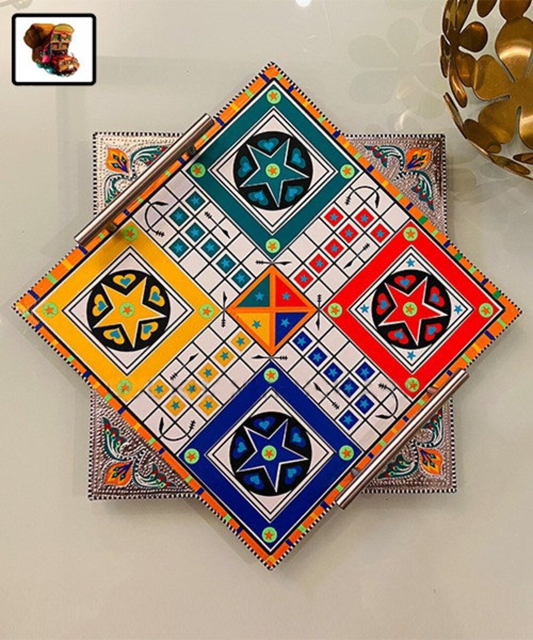 Handmade Ludo Wooden Tray, Truck Art Pakistan Style, Wow Brand ...