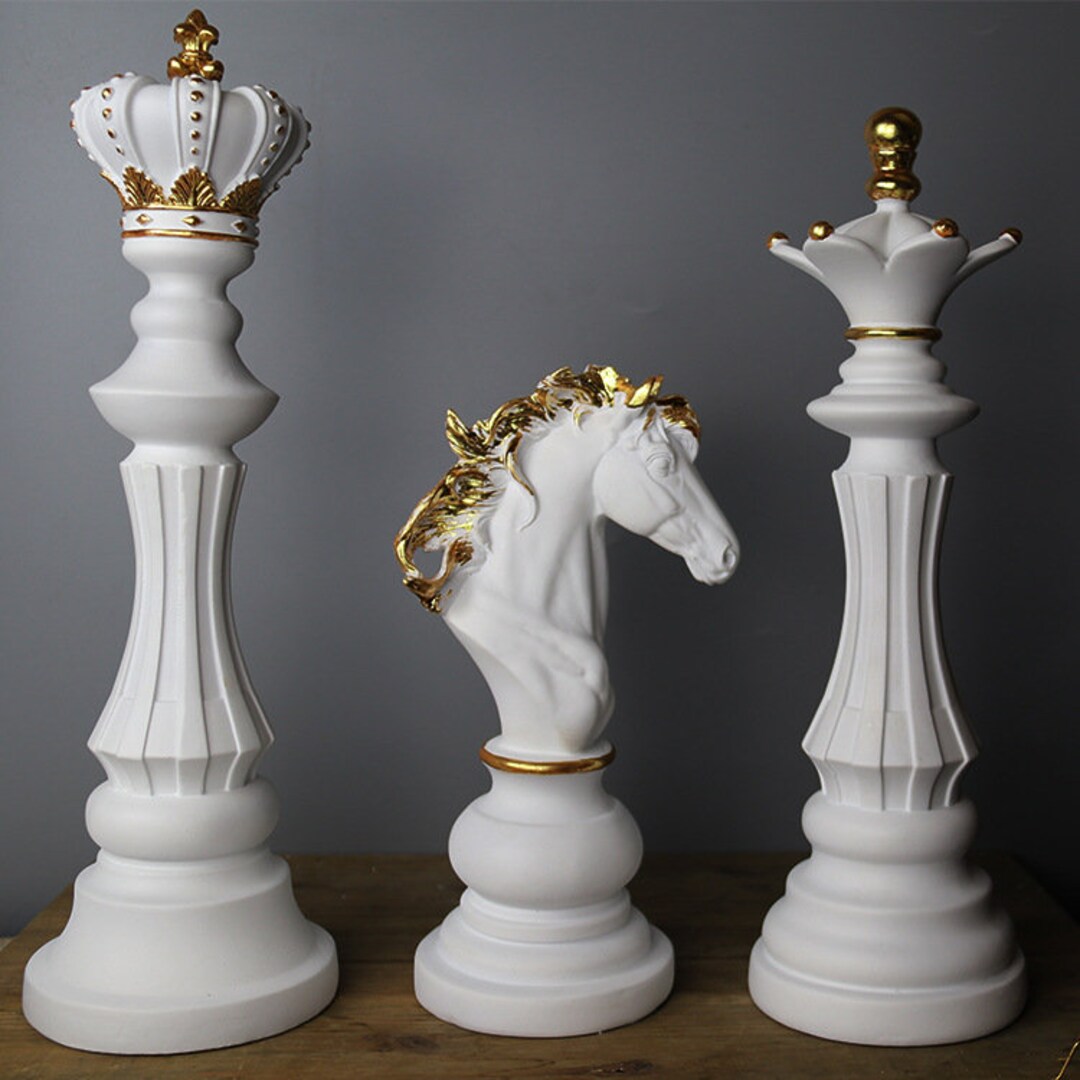 Chess King Queen Statue Sculpture Ornament Collectible - Etsy
