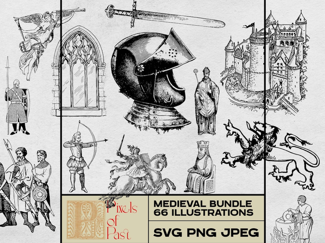 Medieval Clipart Bundle 66 Illustrations SVG Antique Knight - Etsy
