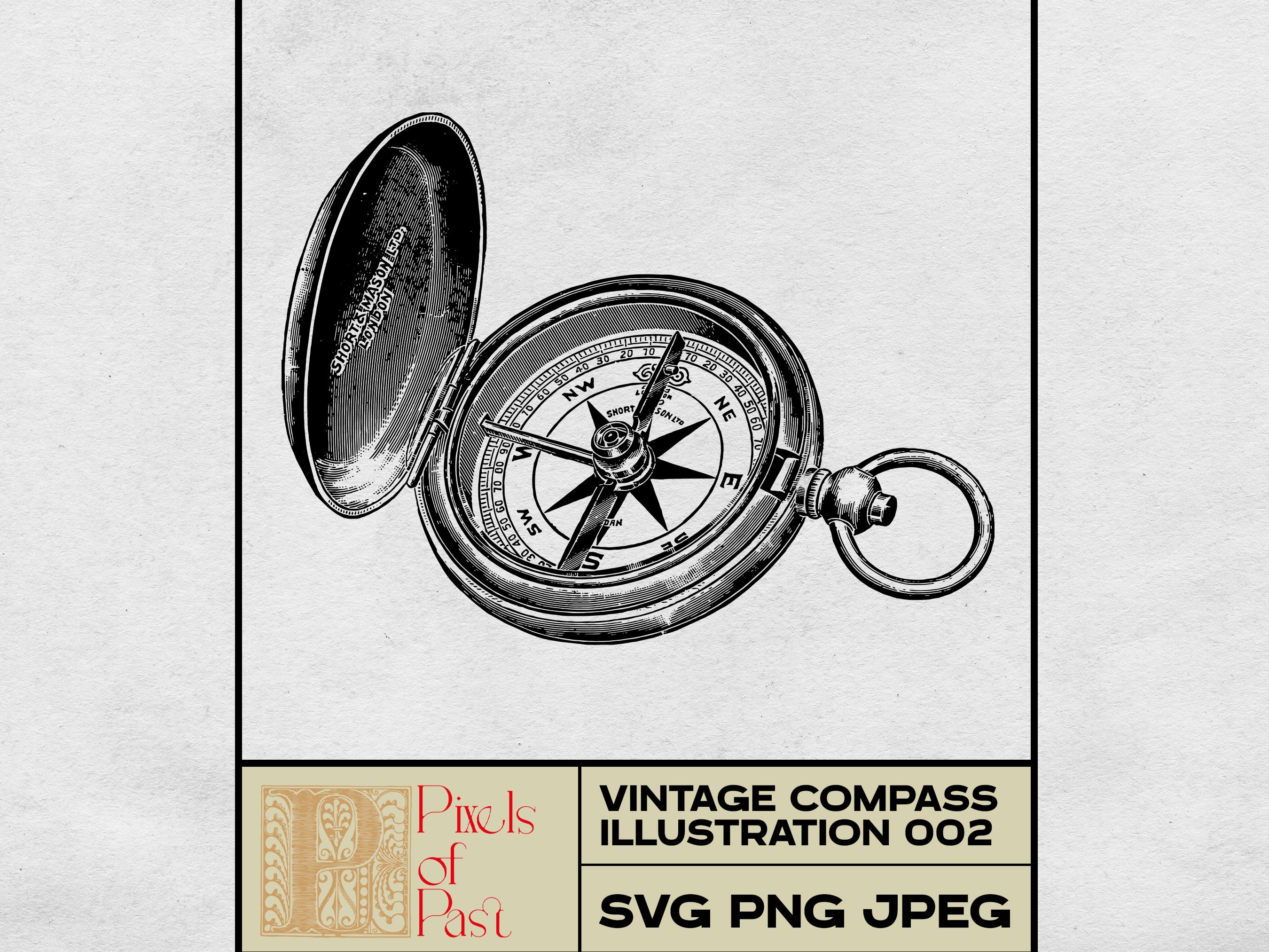 Nautical Pocket Compass Drawing