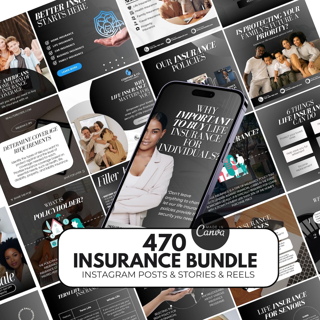 470 Life Insurance Instagram Bundle Canva Templates, Life Insurance ...