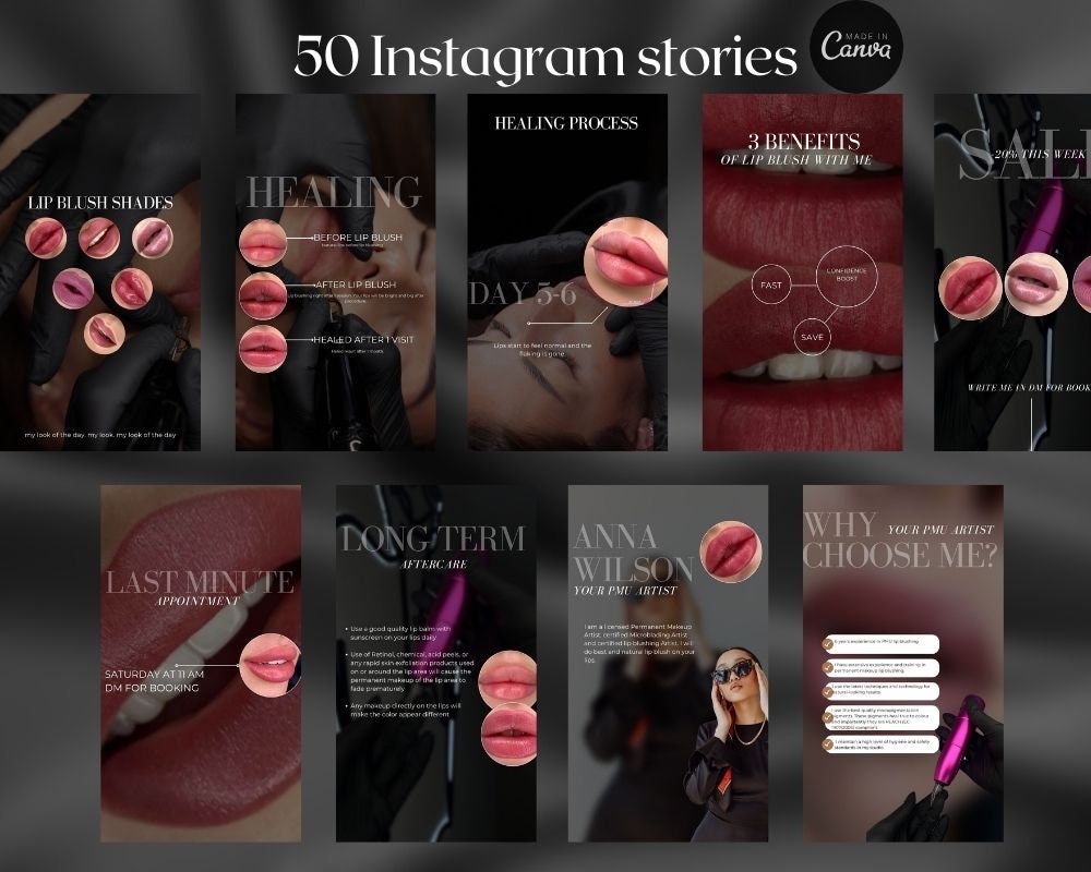 Lip Blush Instagram Templates I Lip Blush Social Media Permanent Makeup ...