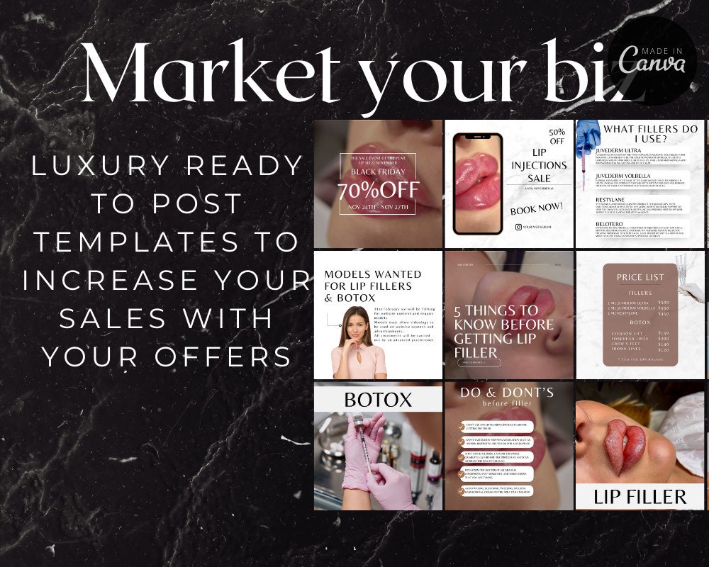 Botox & Filler Social Media Posts, Skincare Templates, Nurse Injector ...