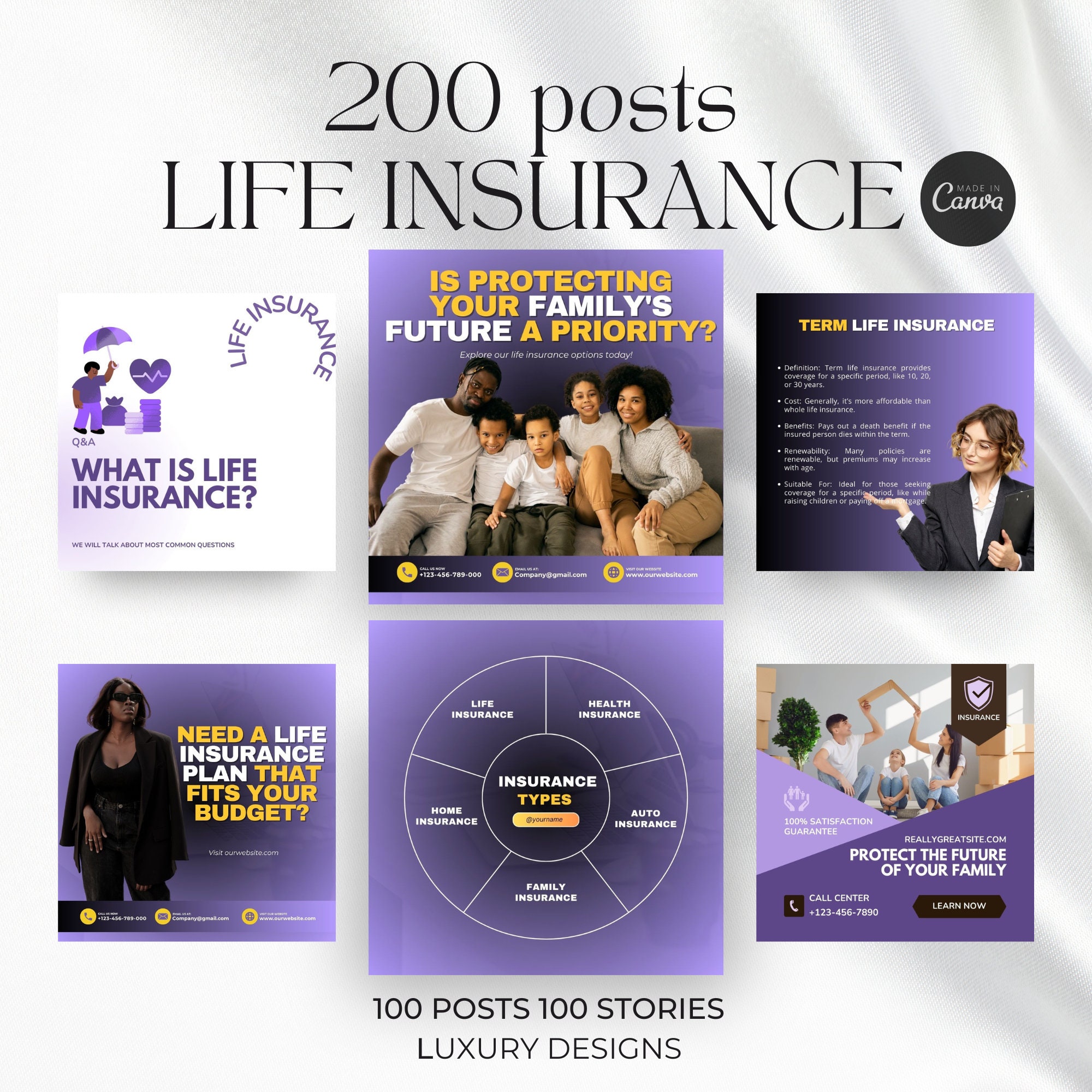 200 Insurance Agent Marketing Templates, Life Insurance Instagram ...