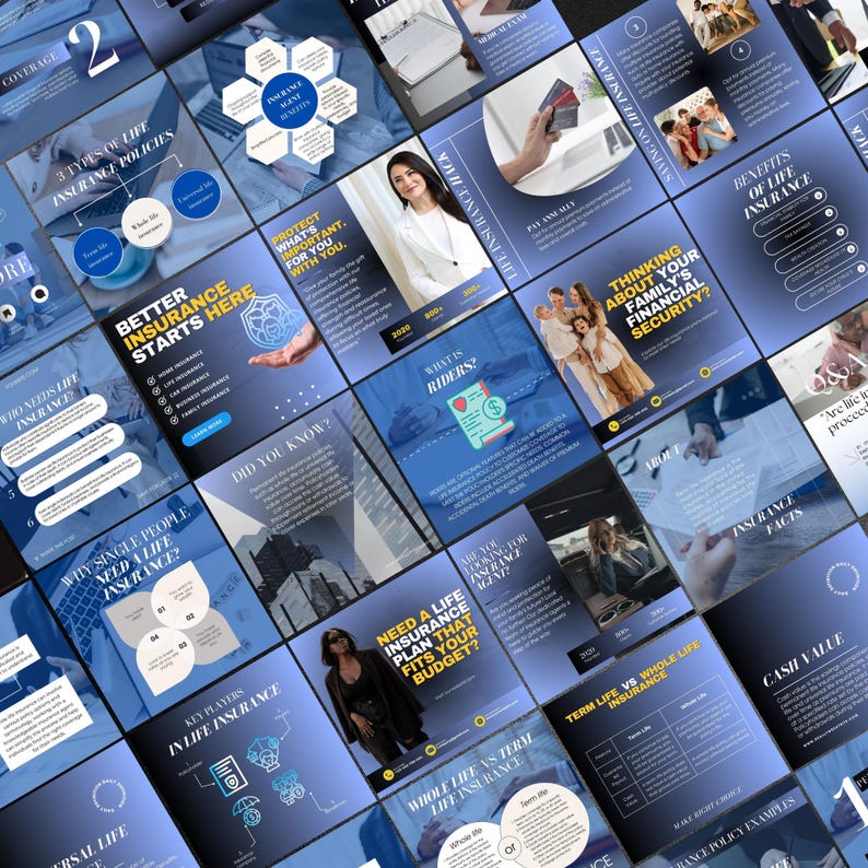 470 Life Insurance Instagram Bundle Canva Templates, Life Insurance ...