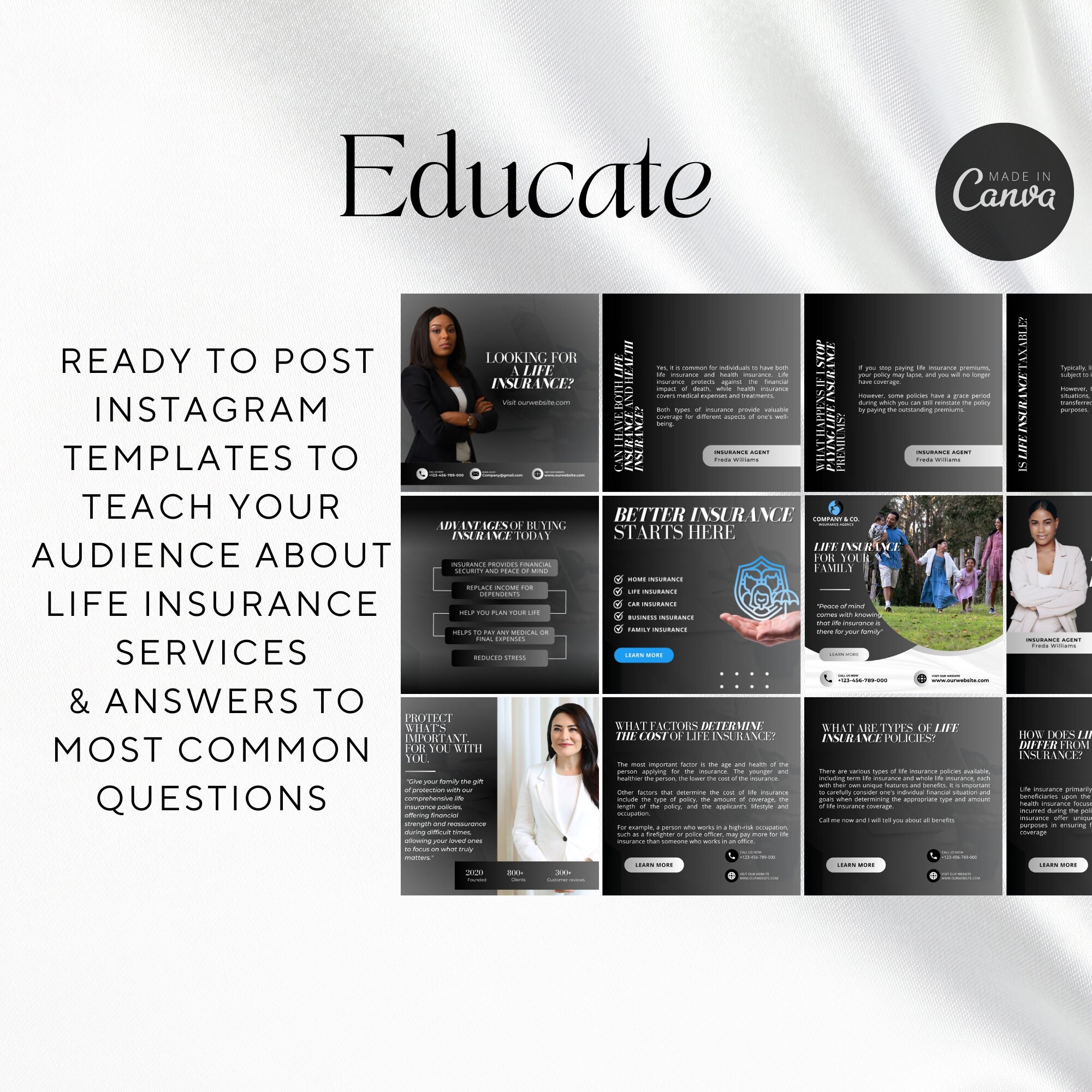 100 Life Insurance Instagram Templates, Life Insurance Agent Instagram ...