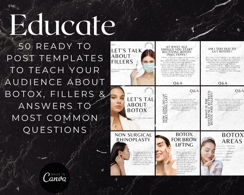 Botox & Filler Social Media Posts, Skincare Templates, Nurse Injector ...