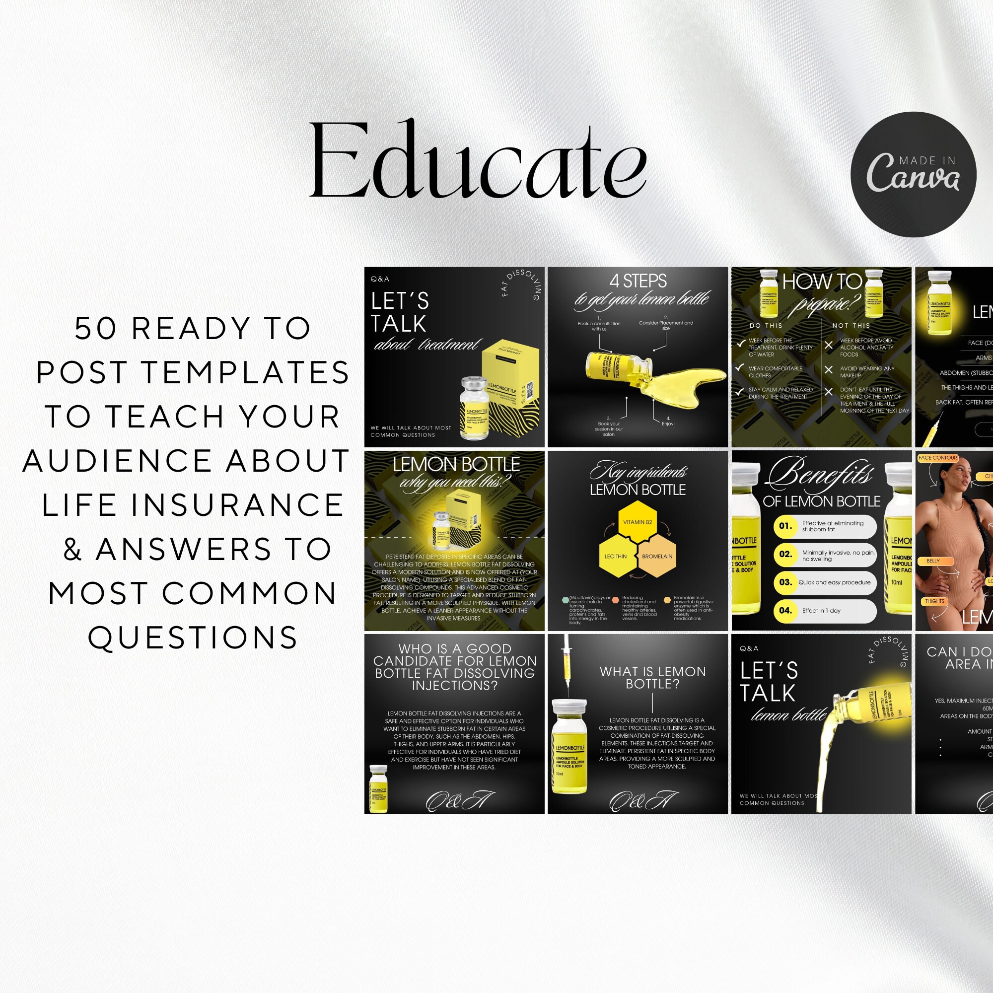 Lemon Bottle Instagram Template, Lemon Bottle Social Media, Lemonbottle ...