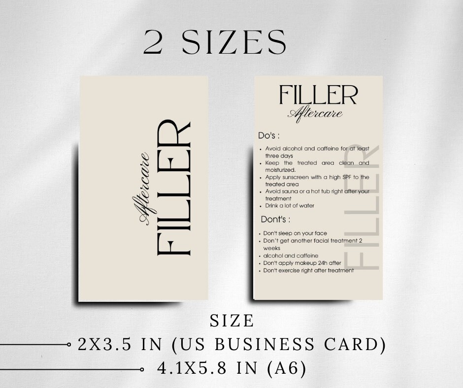 Botox and Filler Aftercare Card, DIY Botox Aftercare Card, Lip Filler ...