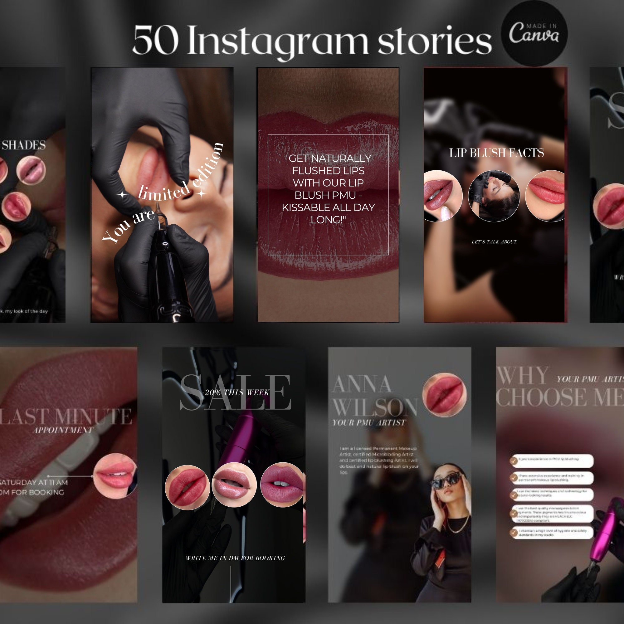 Lip Blush Instagram Templates I Lip Blush Social Media Permanent Makeup ...