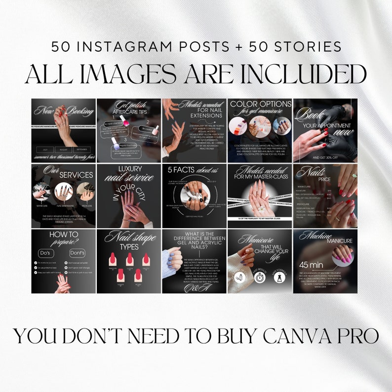 100 Nail Tech Instagram Template, Nail Technician Social Media Posts ...