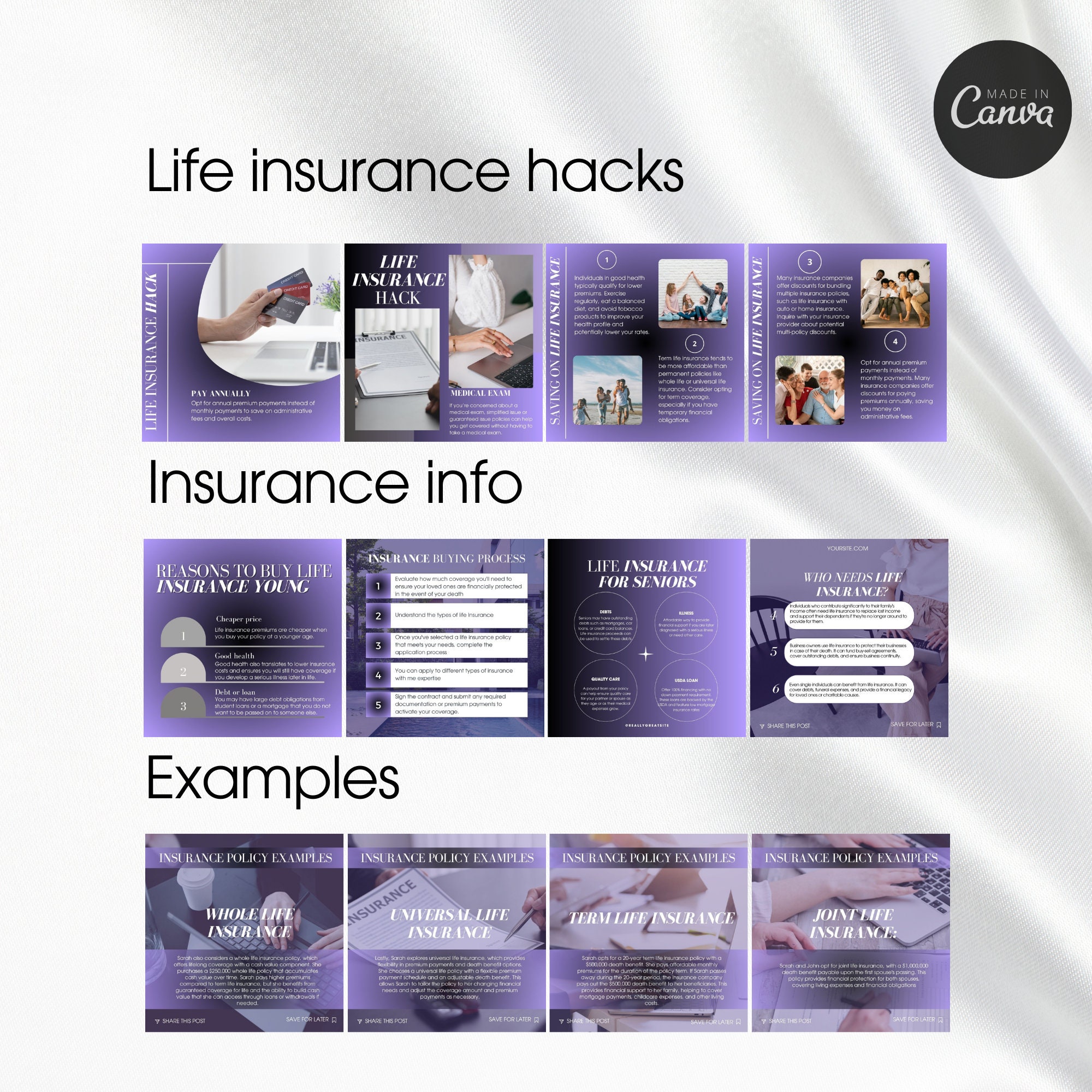 200 Insurance Infographics Instagram Templates, Life Insurance Canva ...
