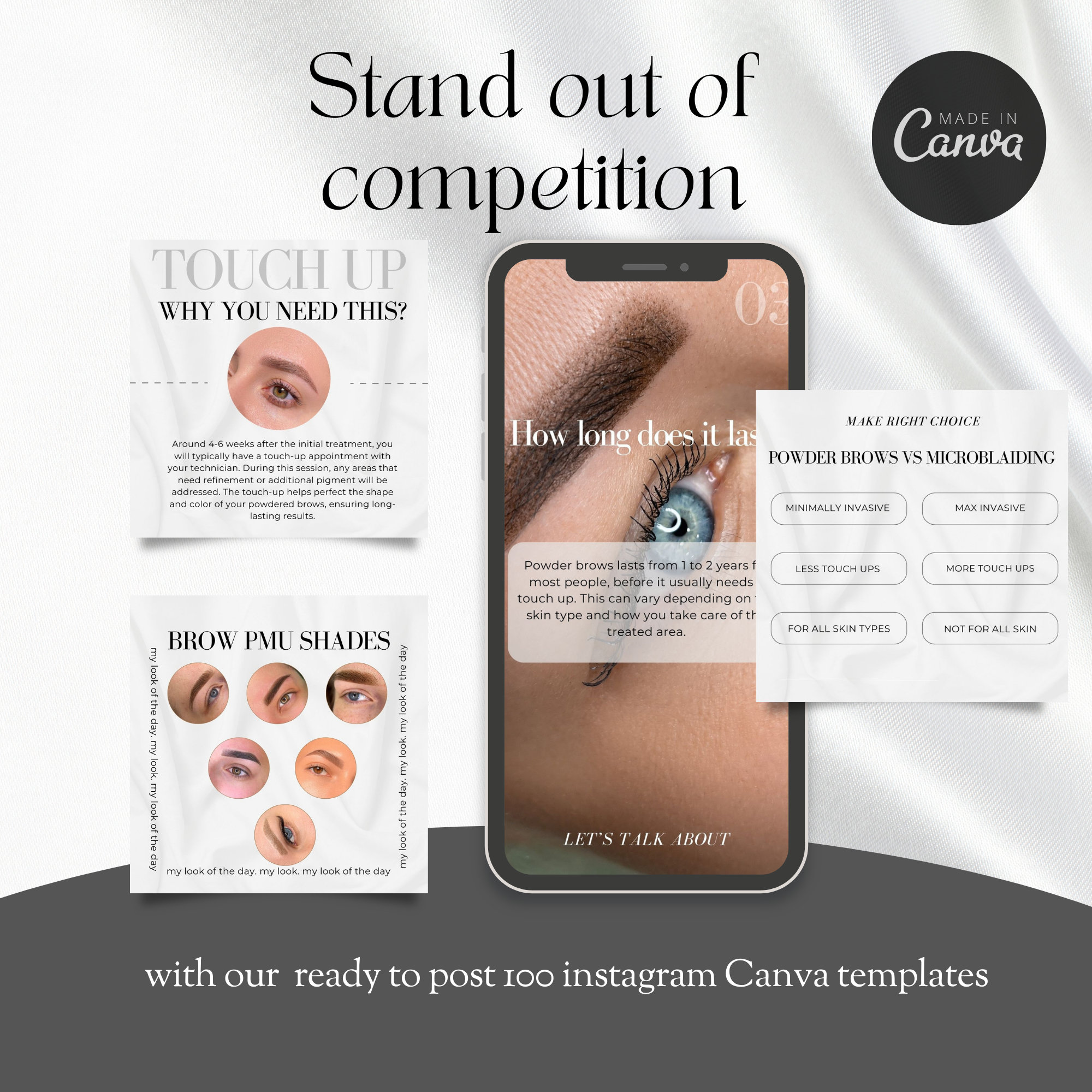 PMU Brows Instagram Template, Microblading Brows Canva Template ...