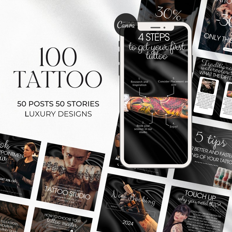 Tattoo Artist Instagram Template, Tatto Canva Template, Tattoo ...