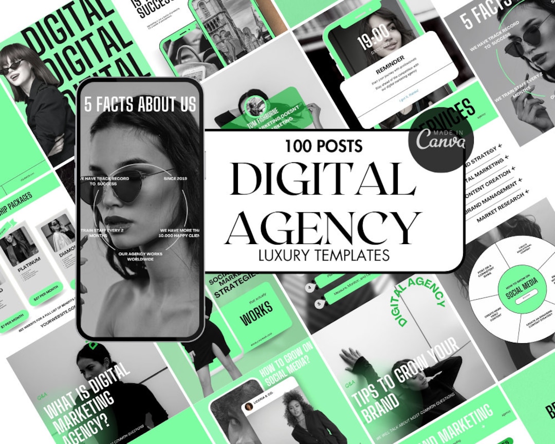 100 Social Media Posts for Digital Marketing Agencycanva Templates for ...