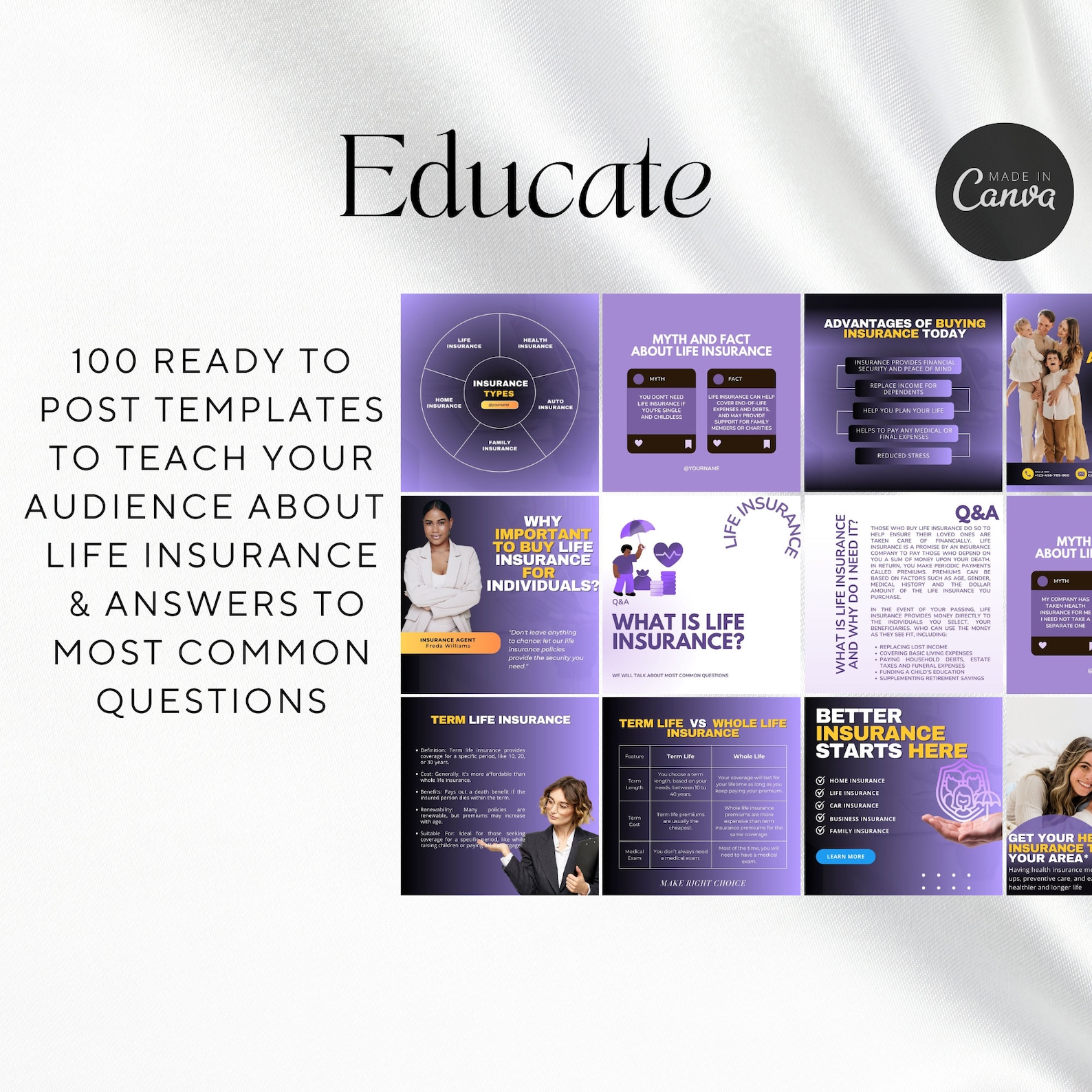 200 Insurance Agent Marketing Templates, Life Insurance Instagram ...