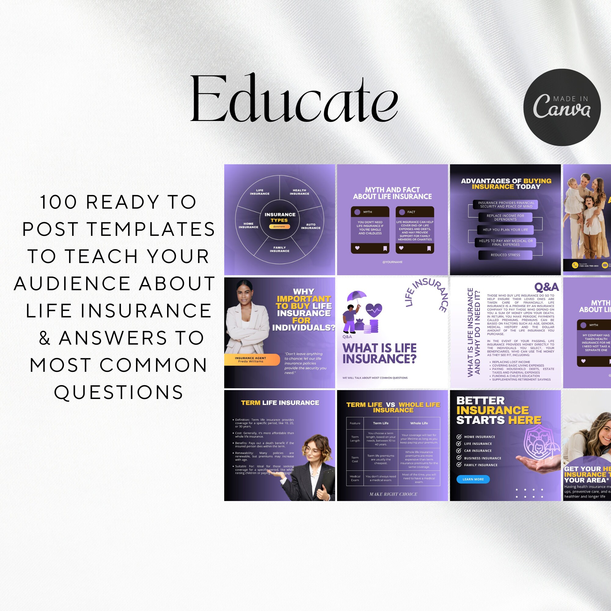 200 Insurance Agent Marketing Templates, Life Insurance Instagram ...