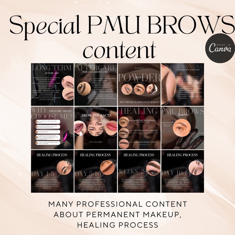 PMU Brows Instagram Template, Microblading Instagram Canva Template ...