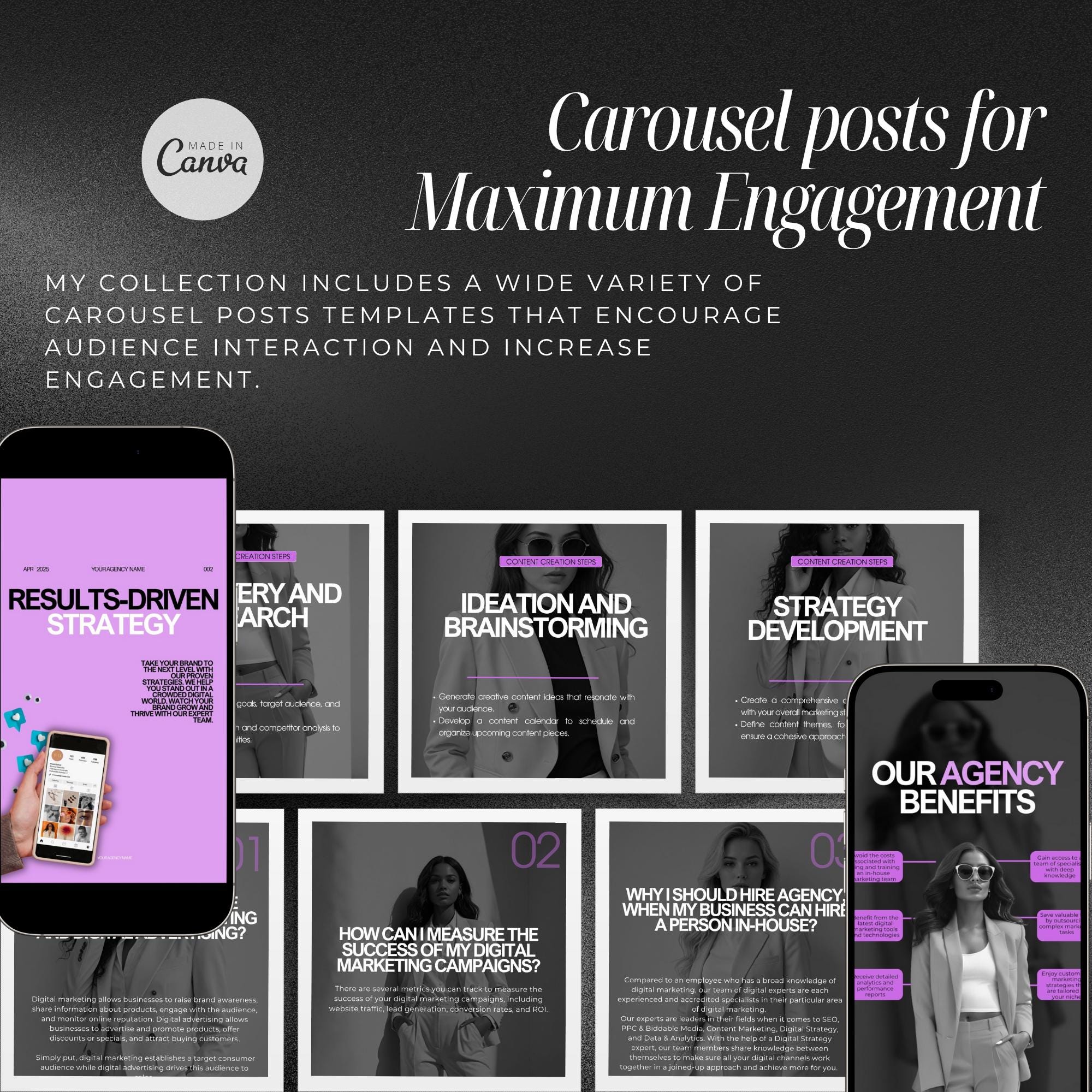 200 Digital Marketing Agency Social Media Posts, Instagram Purple Canva ...