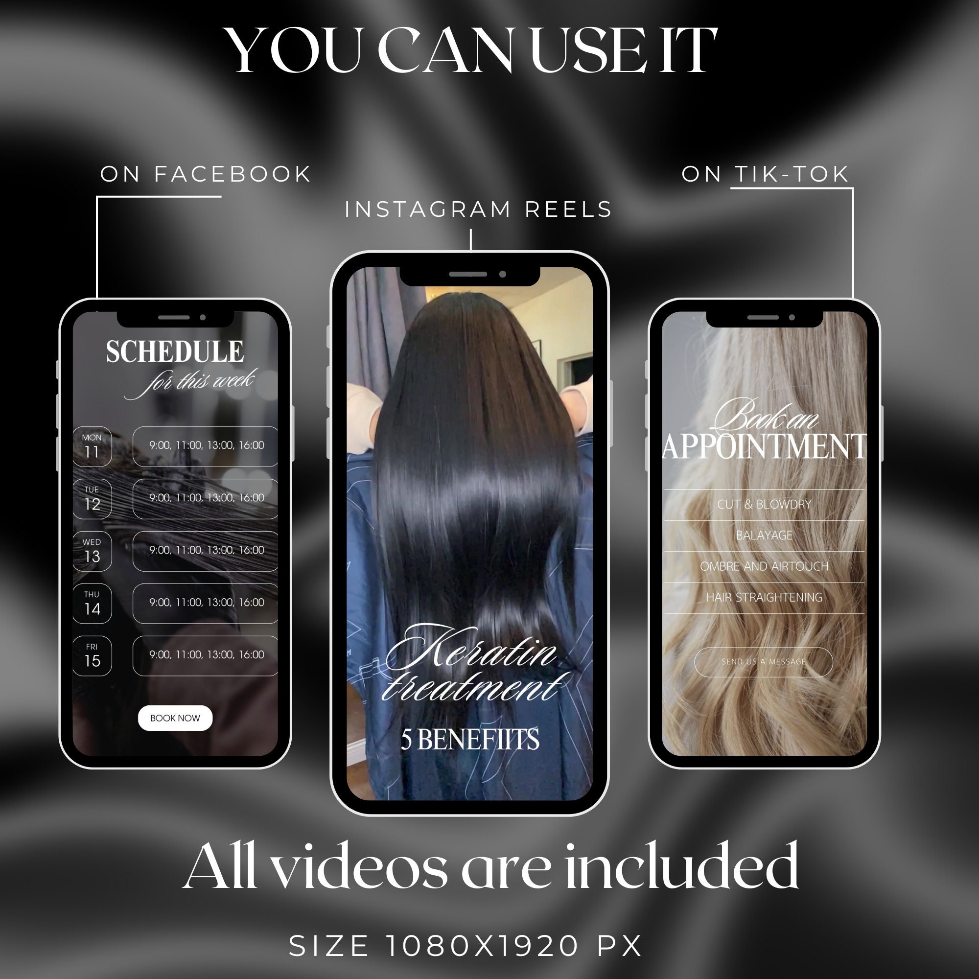 Luxury Hair Templates for Instagram , Hairdresser Reels | Hairstylist ...