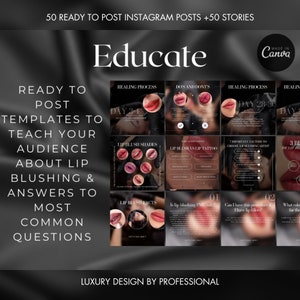 Lip Blush Instagram Templates I Lip Blush Social Media Permanent Makeup ...