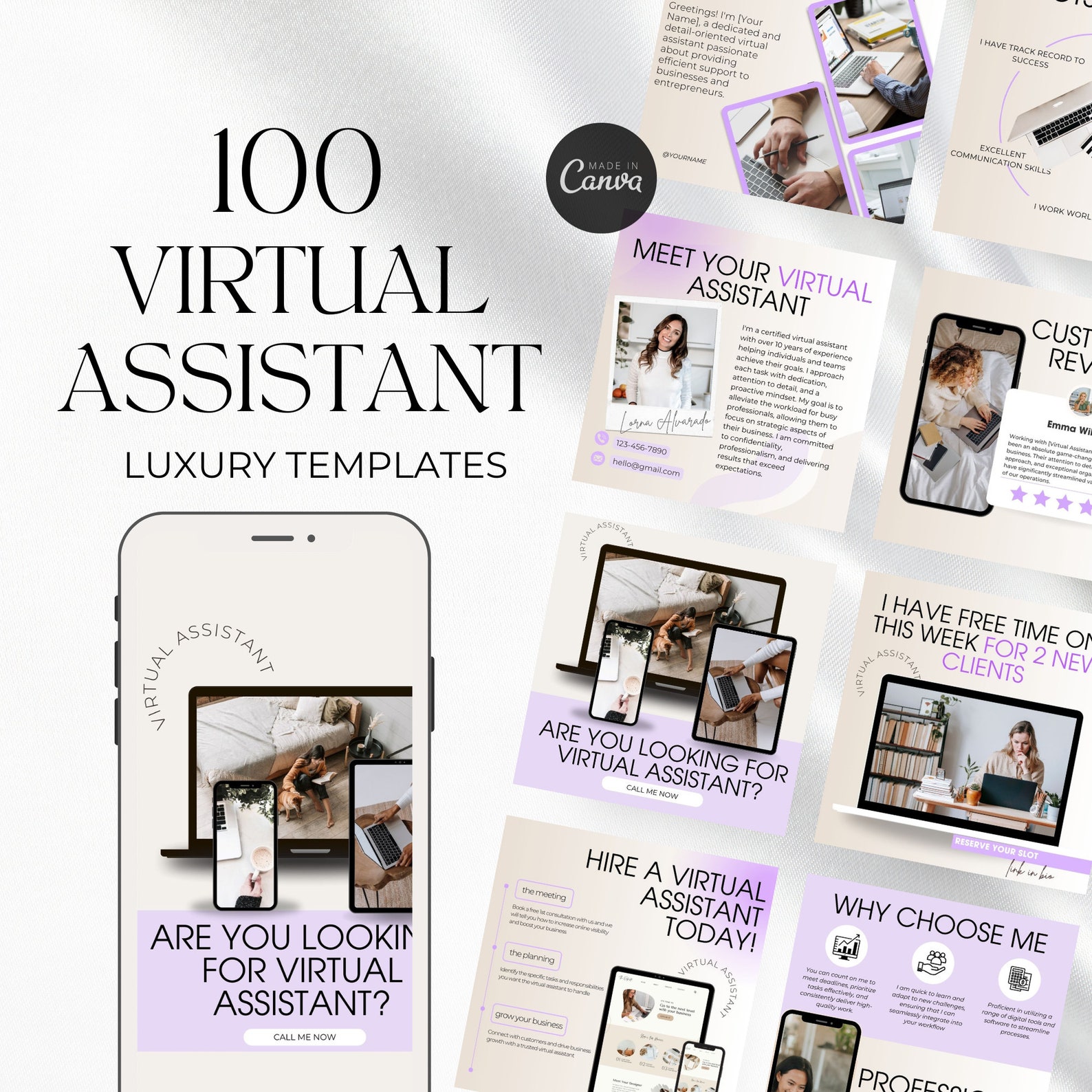 Virtual Assistant Instagram Template, Virtual Assistant Canva, Virtual ...
