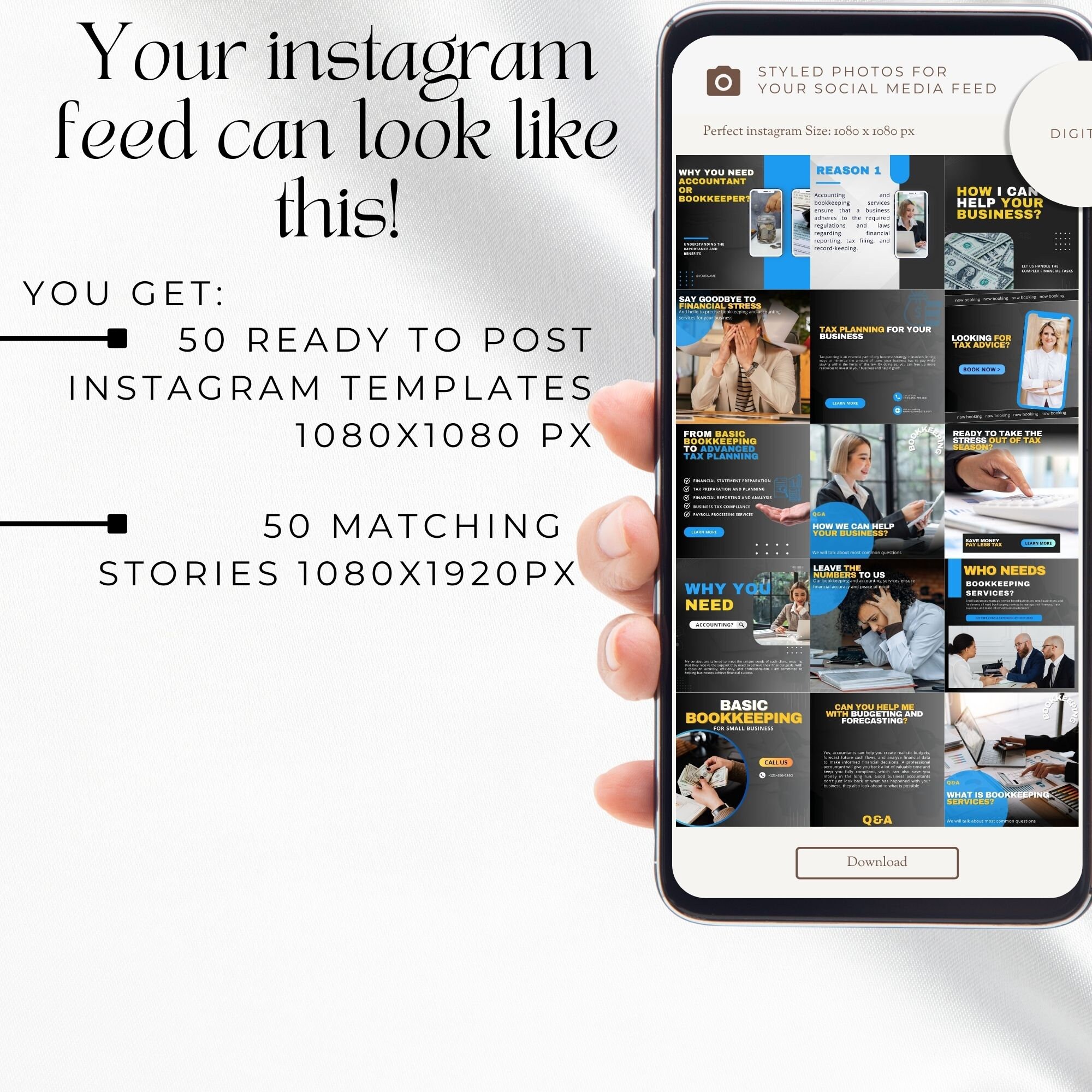 100 Accounting and Bookkeeping Instagram and Facebook Templates for ...