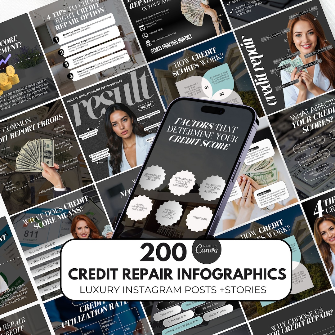 200 Credit Repair Infographics Instagram Templates, Credit Repair ...