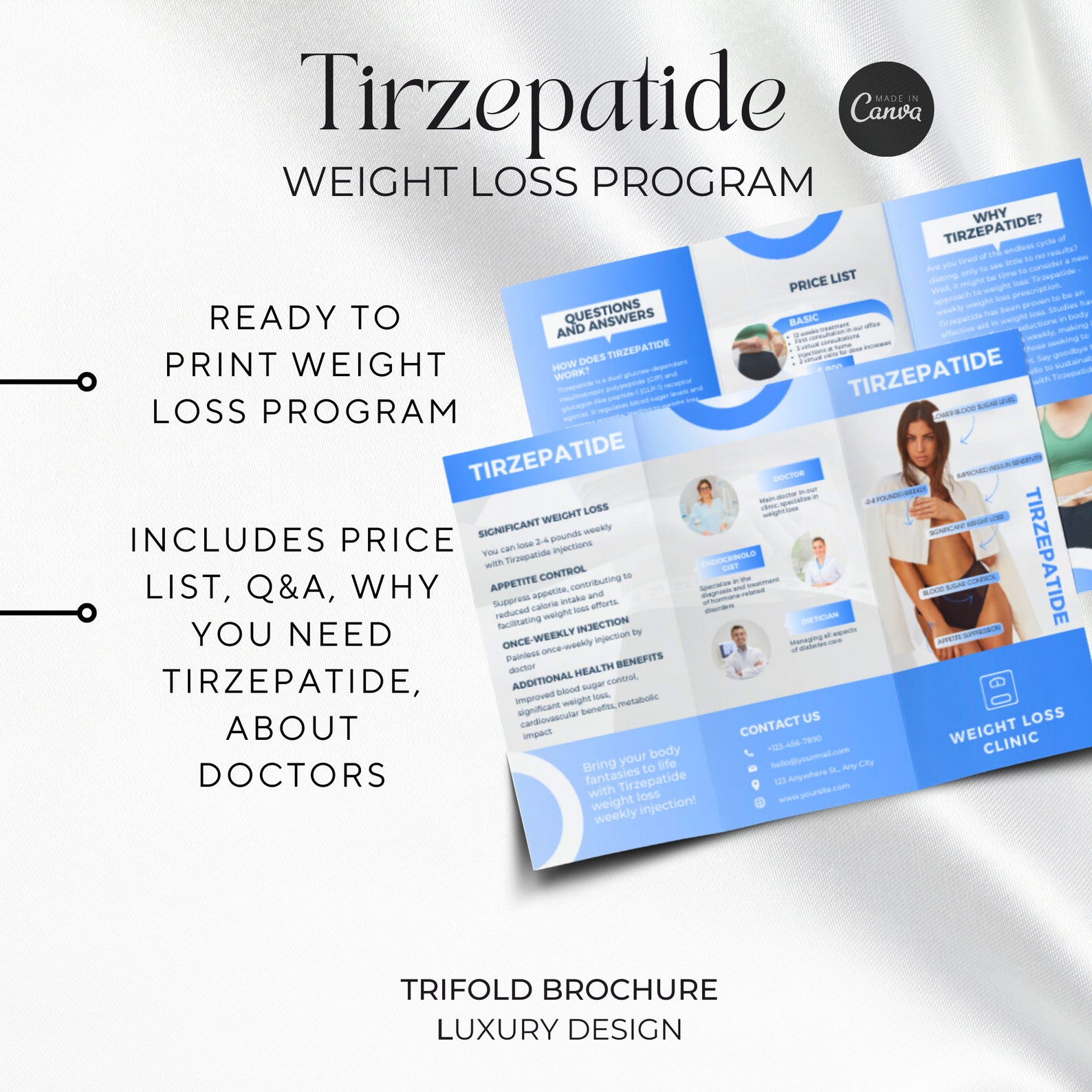 Tirzepatide Weight Loss Flyer Template, Tirzepatide Trifold Brochure ...