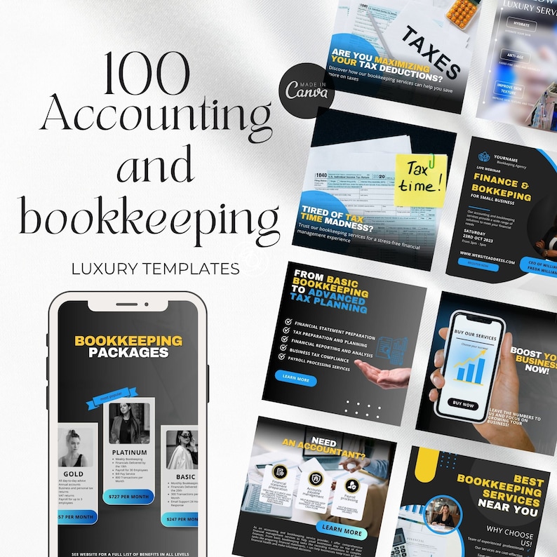 100 Accounting and Bookkeeping Instagram and Facebook Templates for ...