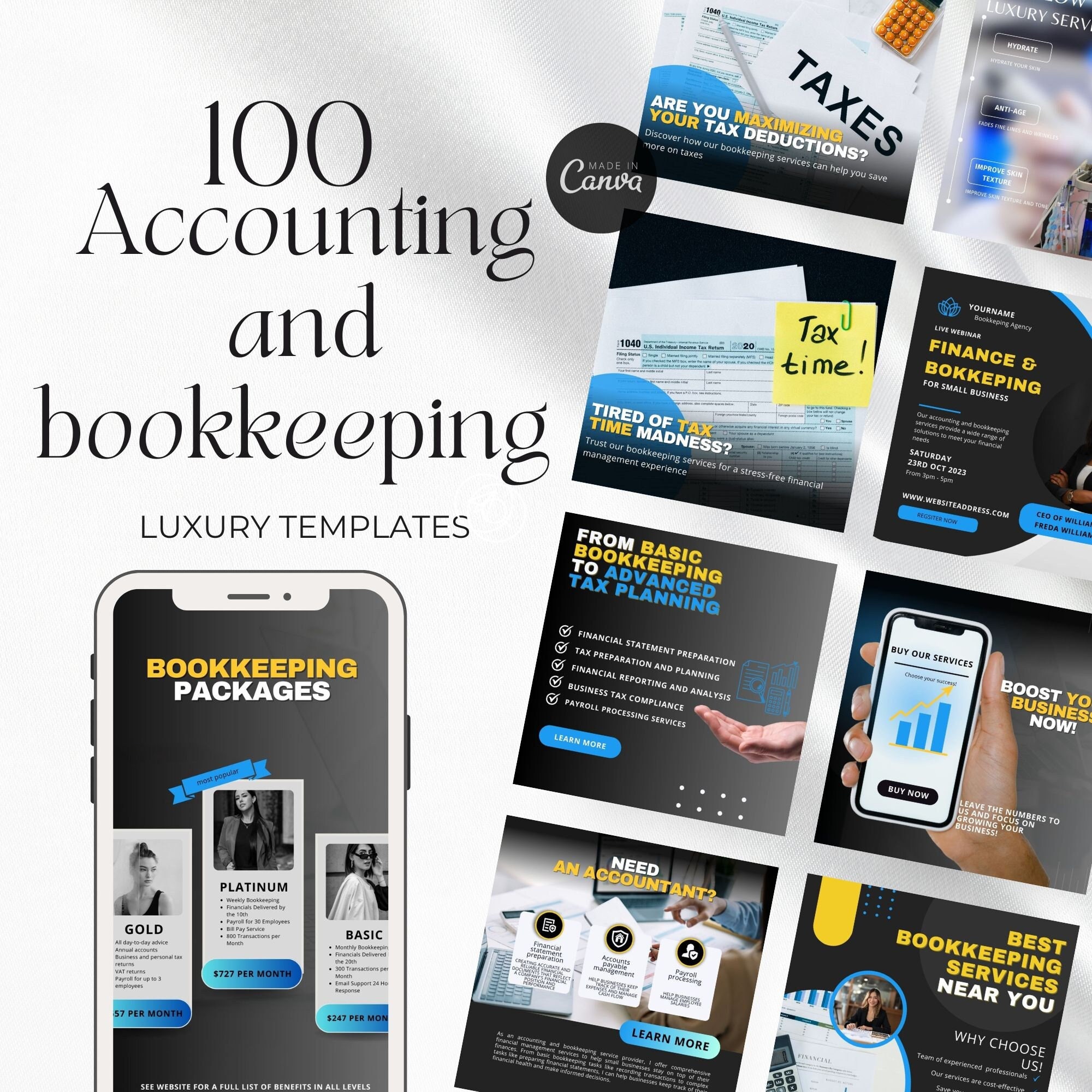 100 Accounting and Bookkeeping Instagram and Facebook Templates for ...