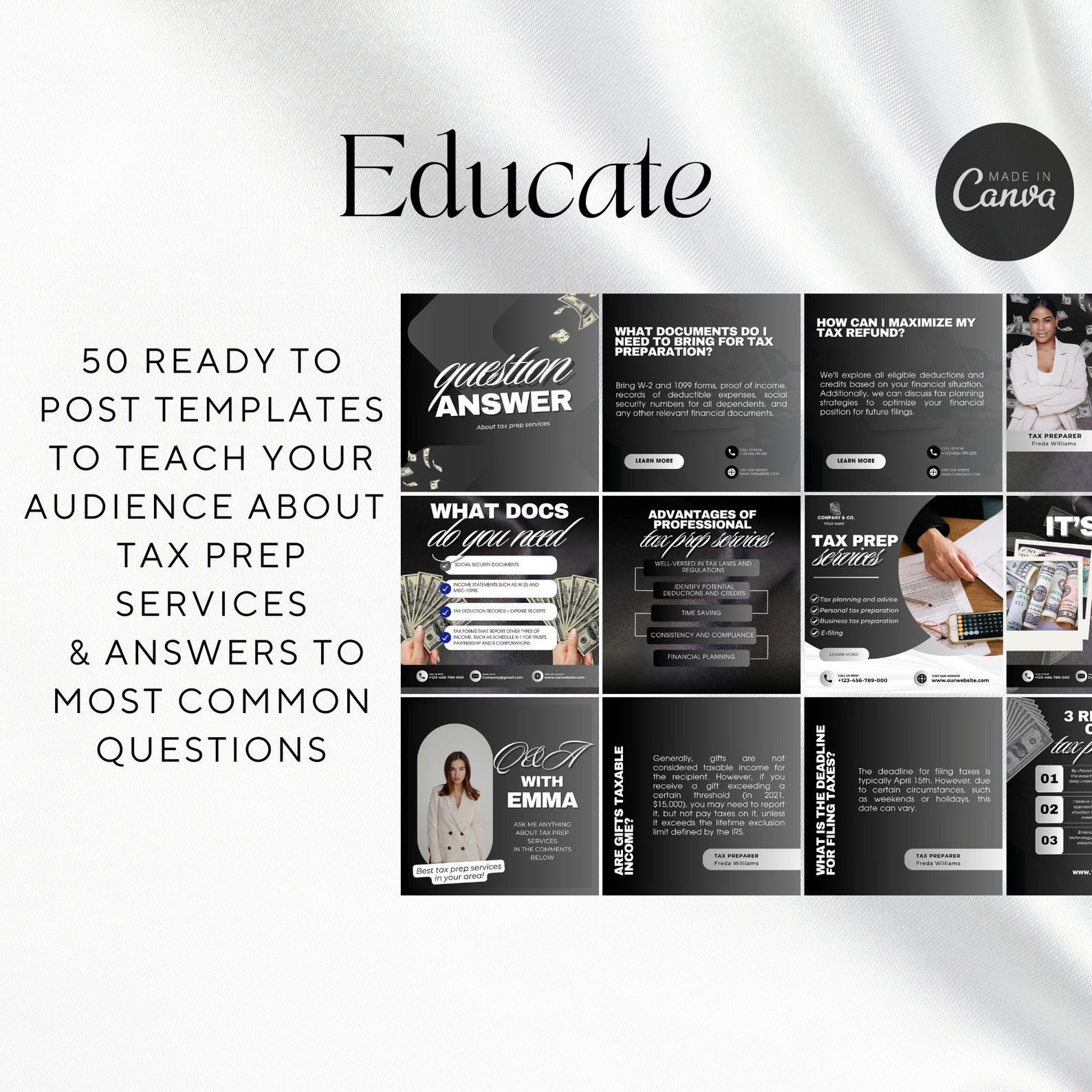 Tax Preparer Instagram Templates, Accounting Instagram Posts, Tax Prep ...