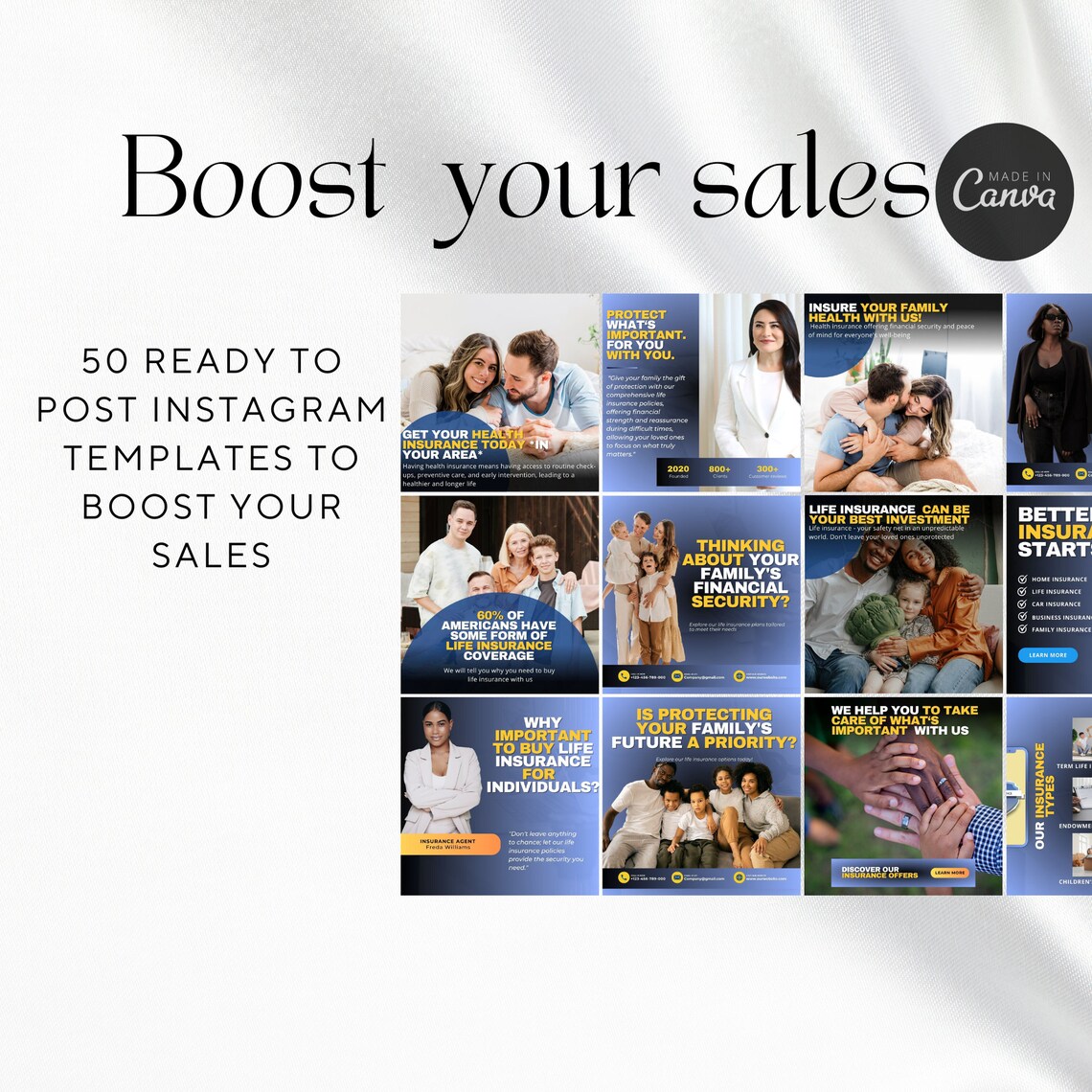 Insurance Agent Marketing Templates Life Insurance Instagram - Etsy