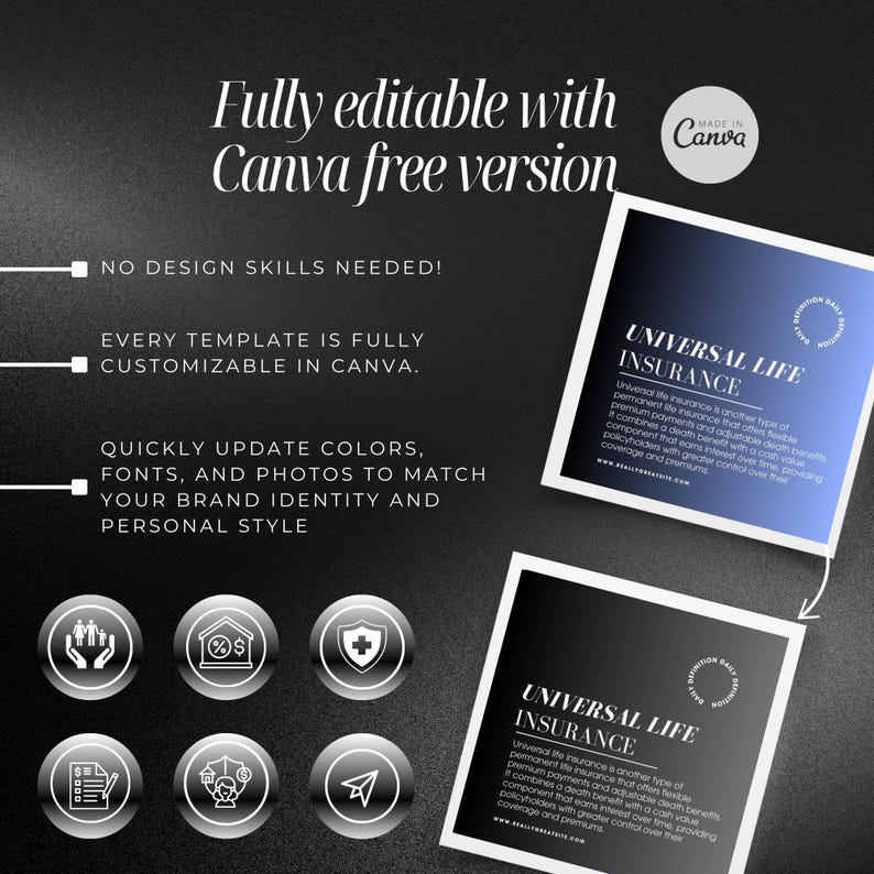 470 Life Insurance Instagram Bundle Canva Templates, Life Insurance ...