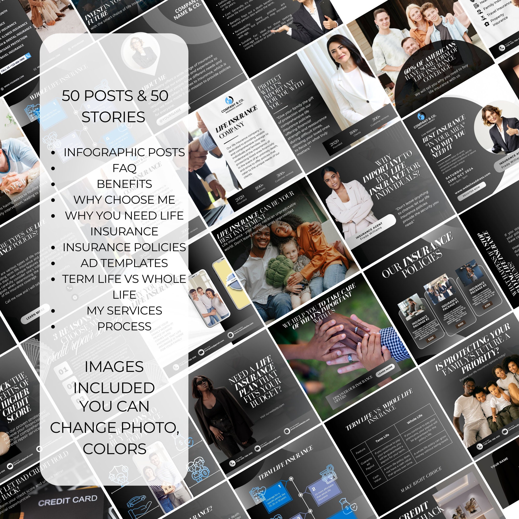 100 Life Insurance Instagram Templates, Life Insurance Agent Instagram ...