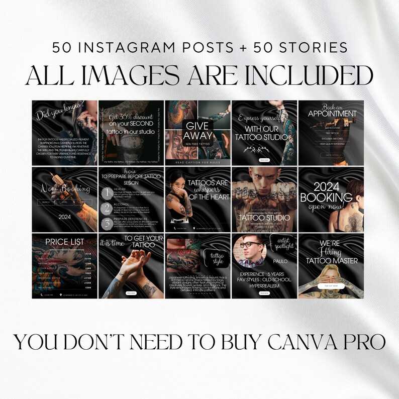 Tattoo Artist Instagram Template, Tatto Canva Template, Tattoo ...