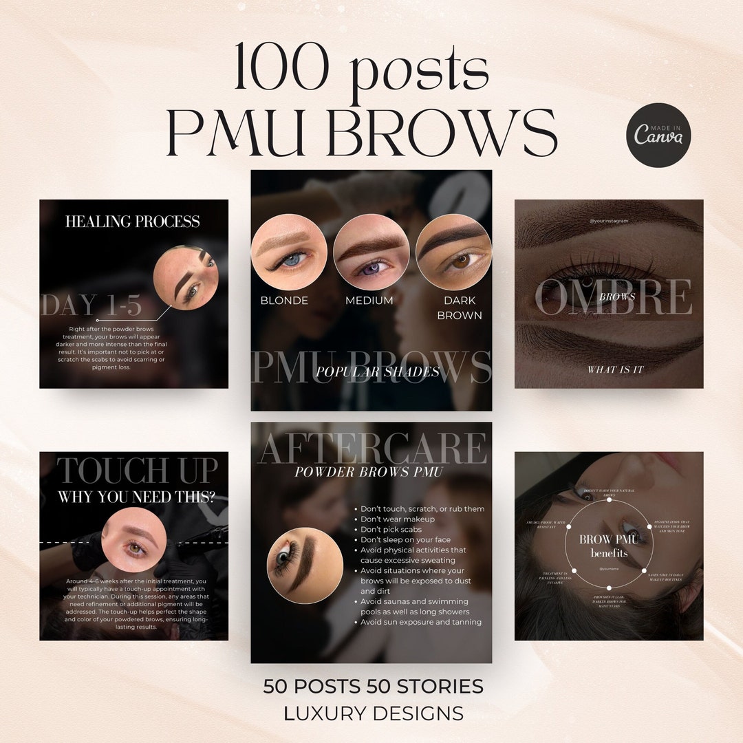 PMU Brows Instagram Template, Microblading Instagram Canva Template ...