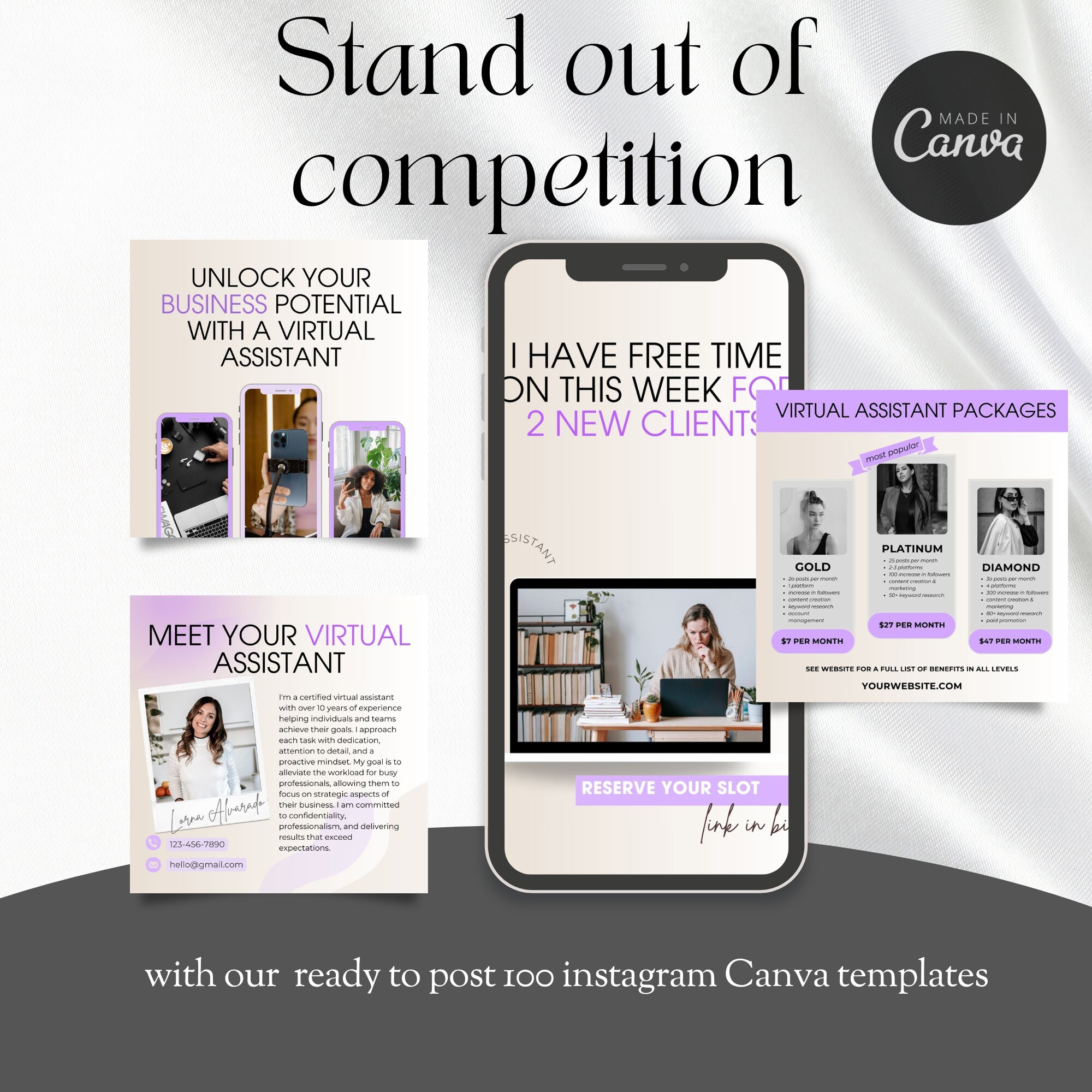 Virtual Assistant Instagram Template, Virtual Assistant Canva, Virtual ...