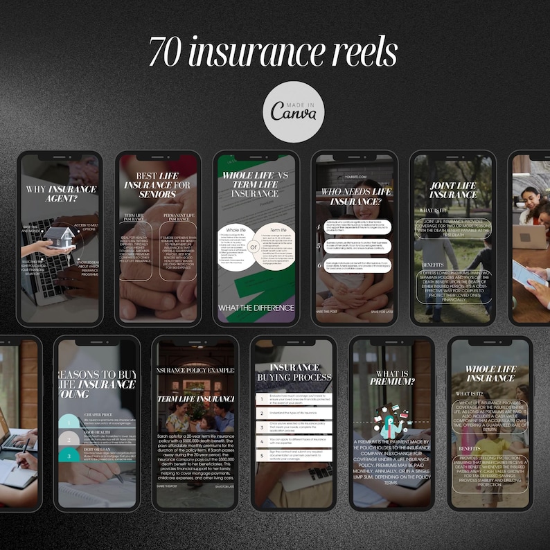 470 Life Insurance Instagram Bundle Canva Templates, Life Insurance ...